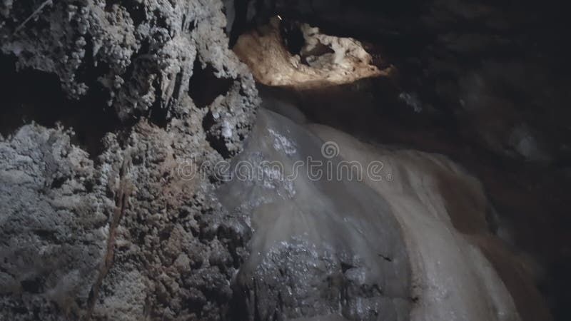 Magnificent Rock Formation in a Dark Ancient Cave. Stock Footage ...