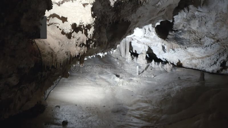 Magnificent Rock Formation in a Dark Ancient Cave. Stock Video - Video ...