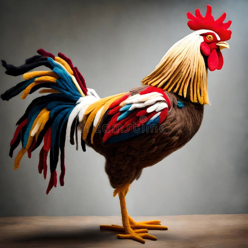 Magnificent Rooster Made Out of Wool - Ai Generated Image Stock ...