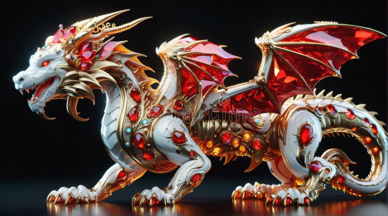 Magnificent Ruby-Studded Dragon Stock Illustration - Illustration of ...