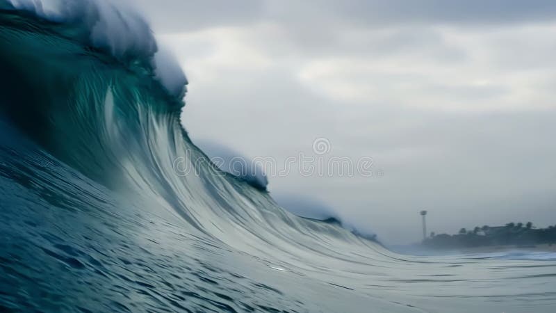 The Scene of Surging Waves by the Sea, Generative AI Stock Video ...