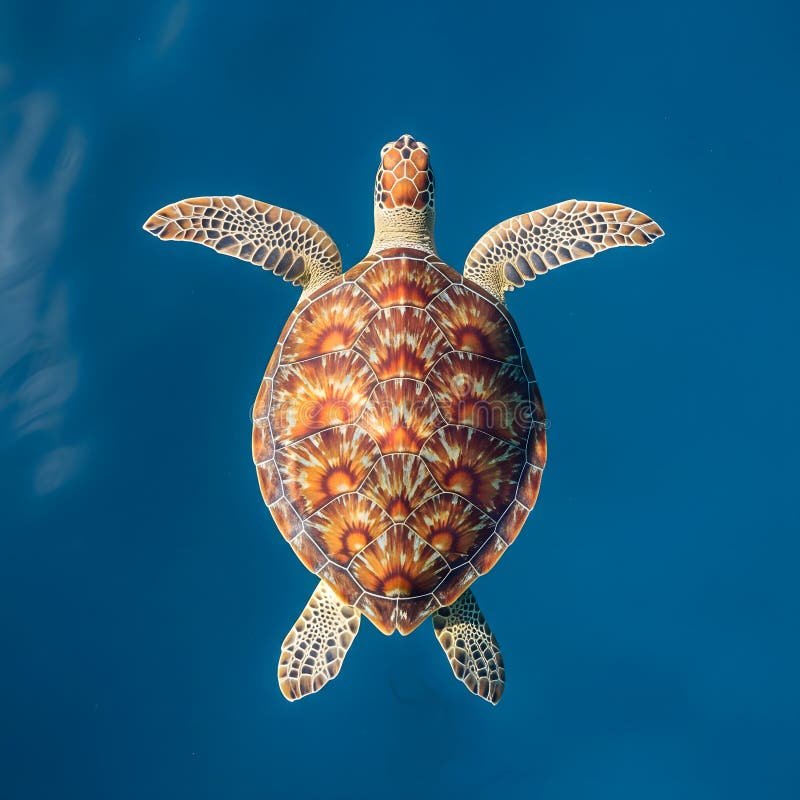 A Magnificent Sea Turtle, Viewed from Above, Glides Gracefully through ...