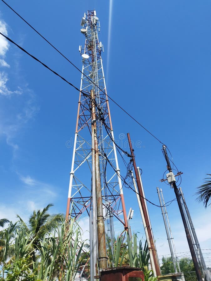 Magnificent Signal Transmitting Tower Stock Image - Image of fence ...