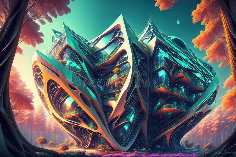 A Magnificent Spider Futuristic Building by AI Generated Stock ...