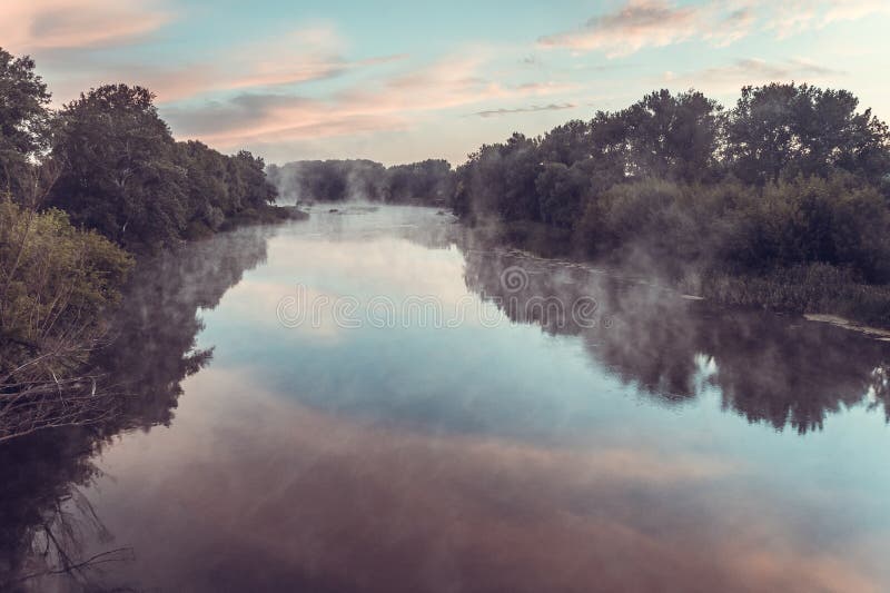 Magnificent Sunrise on the River in the Summer Stock Image - Image of ...