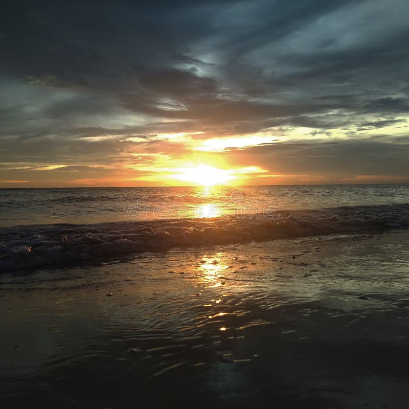 Magnificent Sunset in the Beach Stock Image - Image of beach, sunset ...