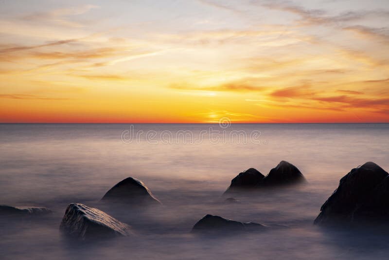Magnificent Sunset by the Sea Stock Photo - Image of horizon, hour ...