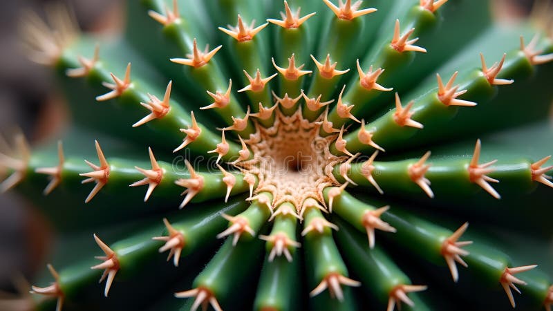 Magnificent Symmetrical Cactus Top-down Close-up Stock Illustration ...
