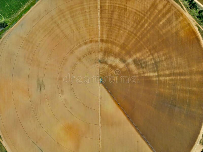 Magnificent Top View of a Paddock Being Irrigated by a Center-pivot ...