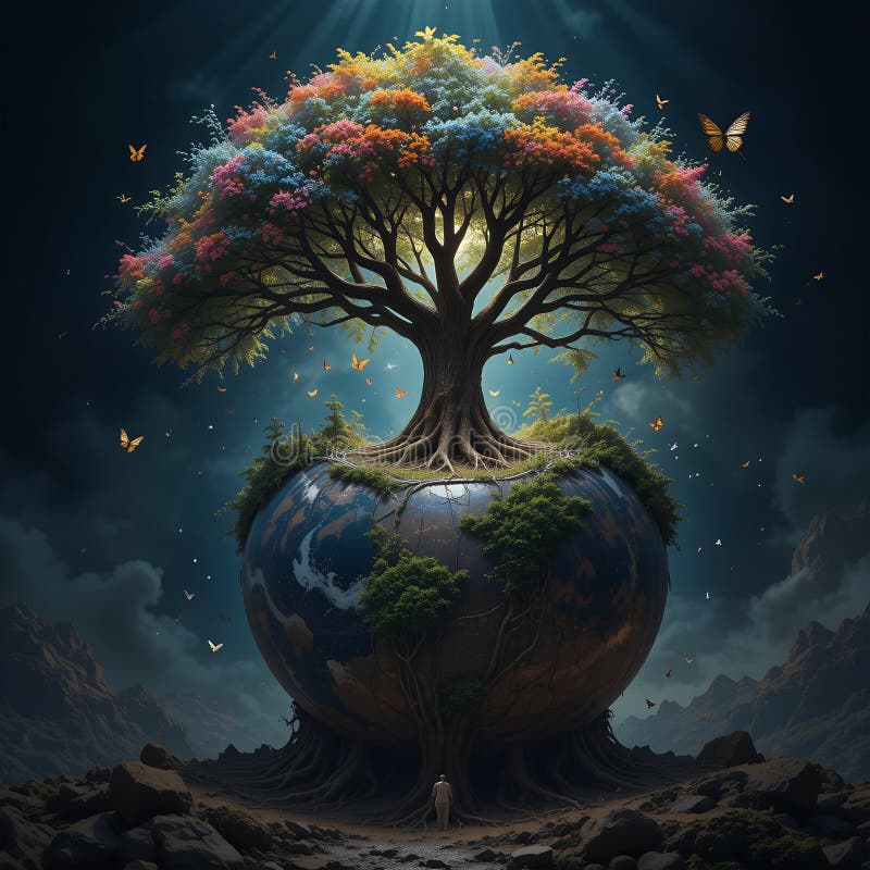 A Magnificent Tree of Life, Embracing the Earth, Inspiring Hope Stock ...