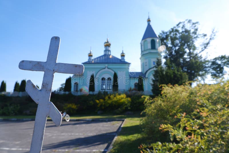 Magnificent Turquoise Orthodox Church in the Rays of the Setting Sun ...