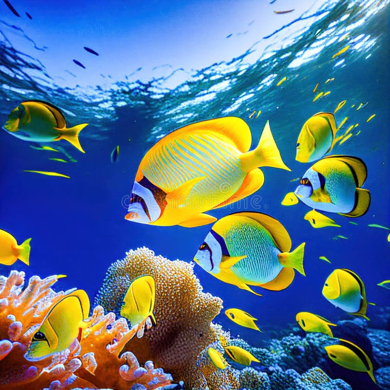 Magnificent Underwater World of the Tropical Ocean Stock Illustration ...