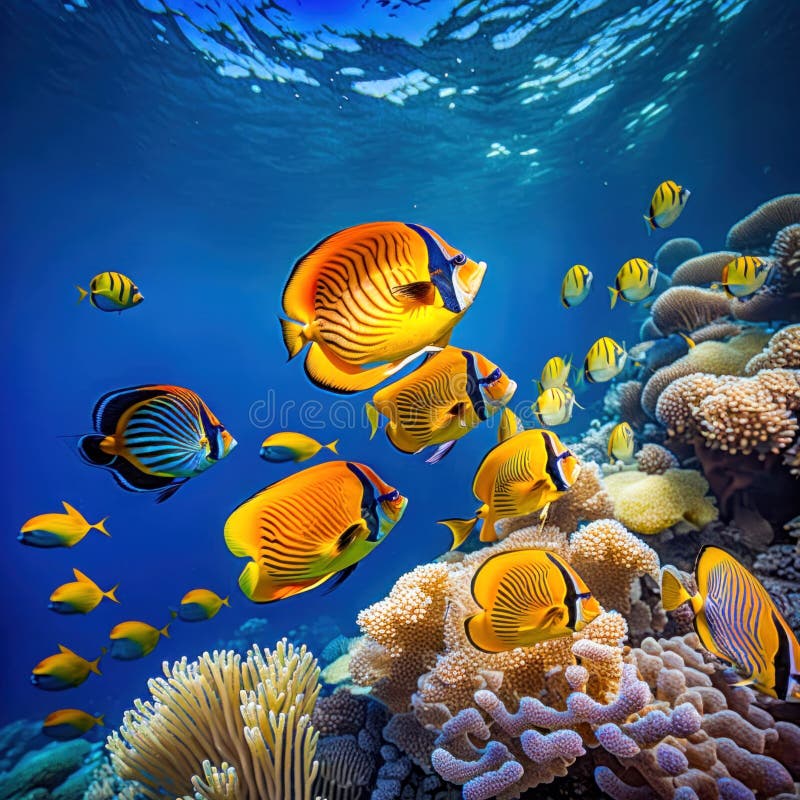 Magnificent Underwater World of the Tropical Ocean Stock Illustration ...