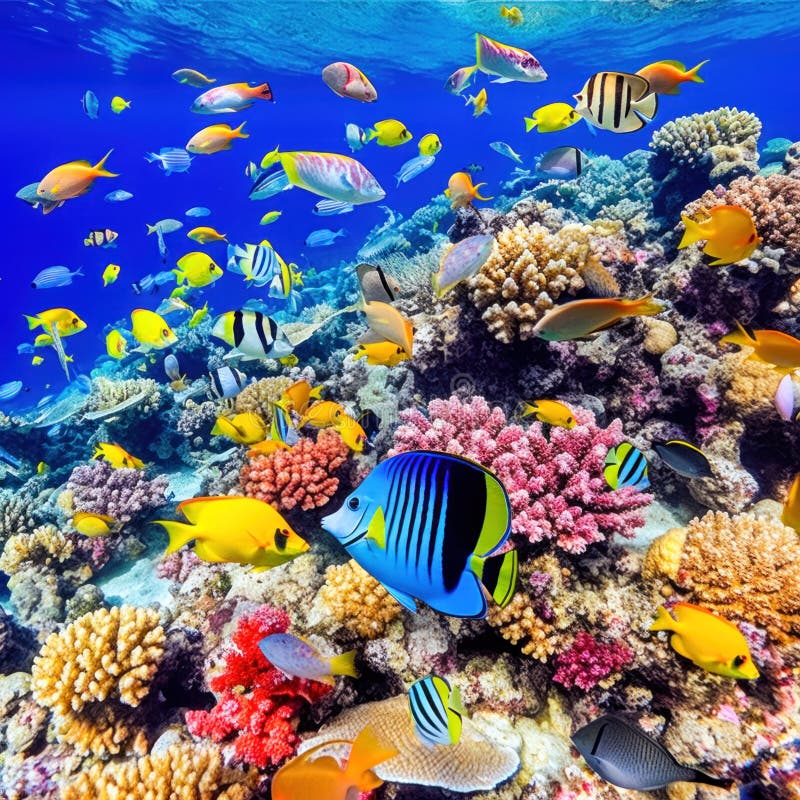 Magnificent Underwater World of the Tropical Ocean Stock Illustration ...
