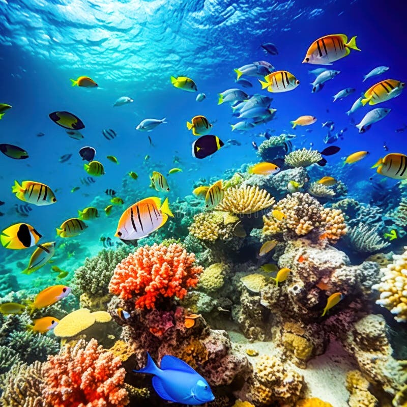 Magnificent Underwater World of the Tropical Ocean Stock Illustration ...