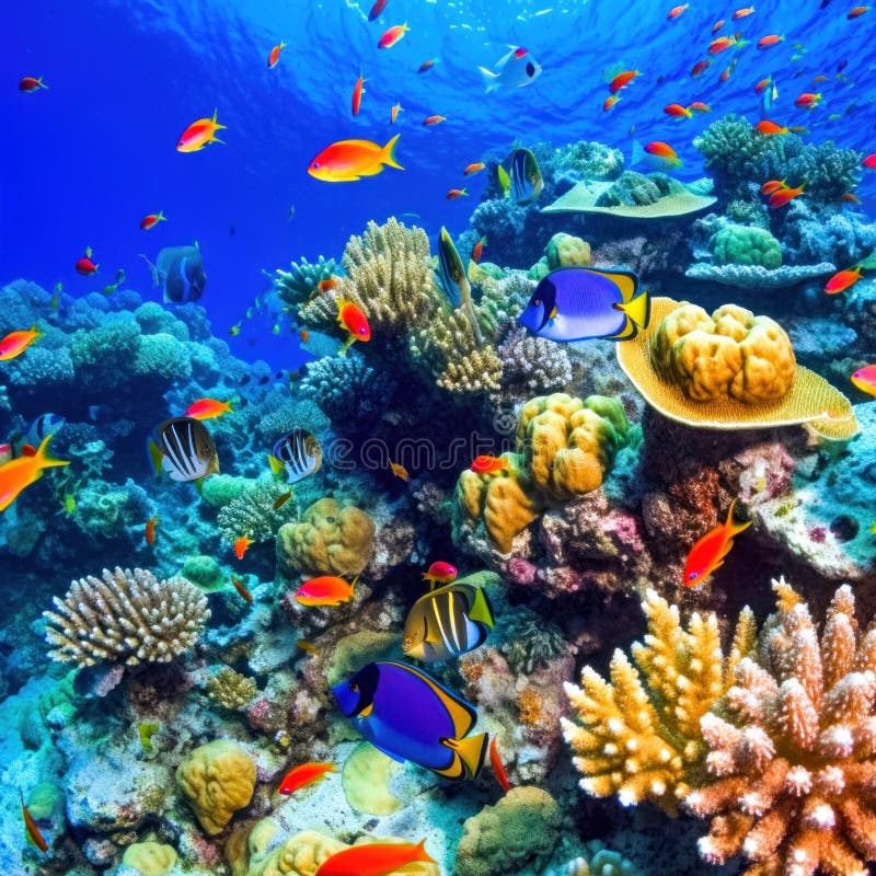 Magnificent Underwater World of the Tropical Ocean Stock Illustration ...