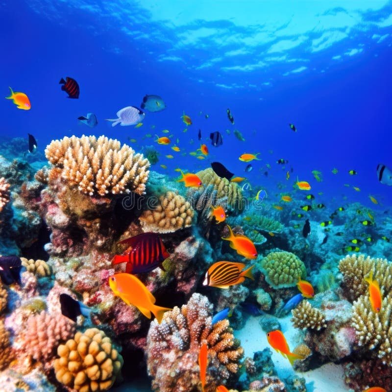 Magnificent Underwater World of the Tropical Ocean Stock Illustration ...