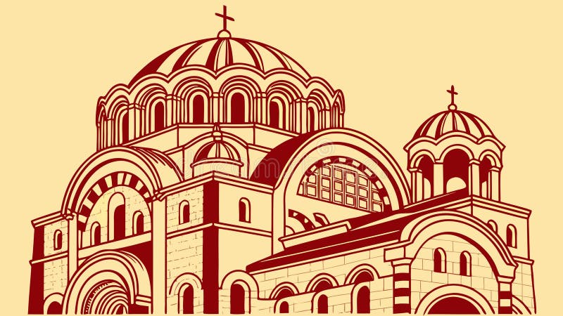 Eastern Orthodox Church, Multi-Domed Architectural Icon, Vector Design ...