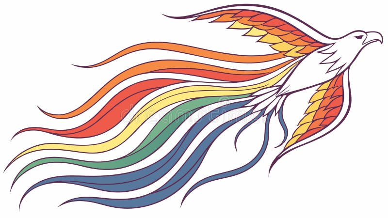 Majestic Phoenix with Rainbow Feathers, Rebirth and Strength, Vector ...