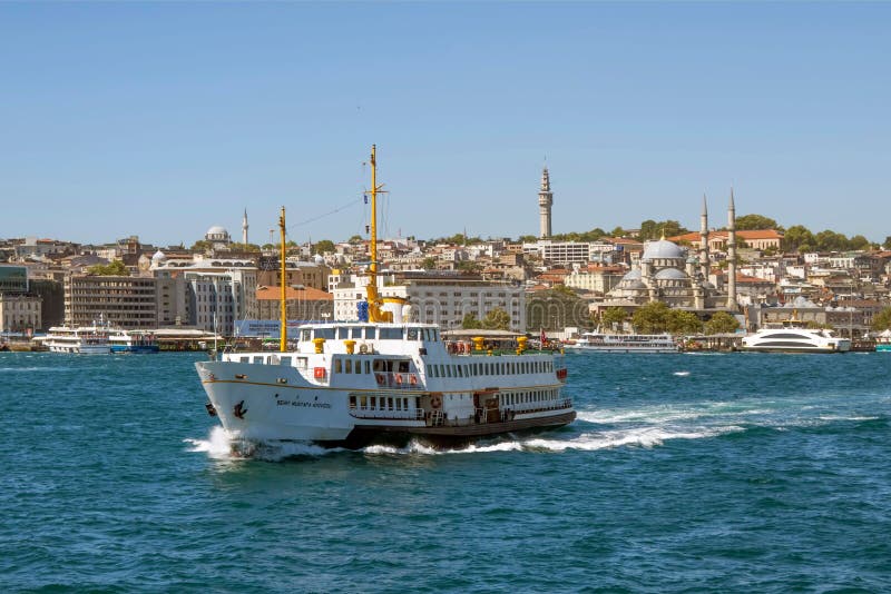 Magnificent View of the Bosphorus and a Ferry, in Istanbul, Turkey ...