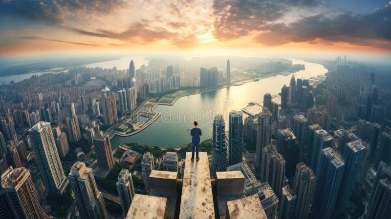Magnificent View of the City from the Top of a Skyscraper Stock Photo ...