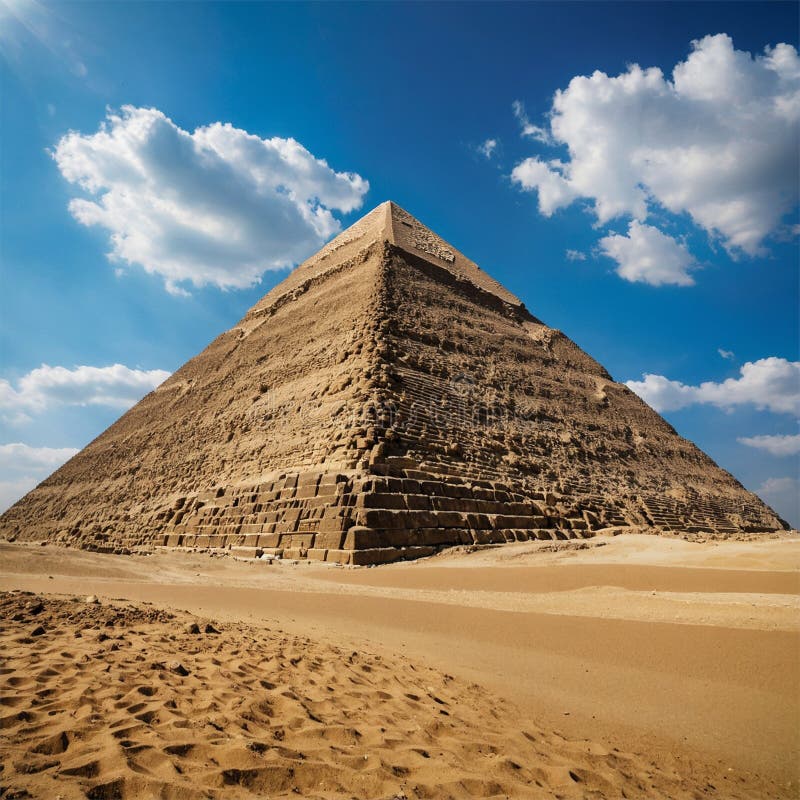 Magnificent View of a Pyramid Under Blue Sky with White Clouds Stock ...