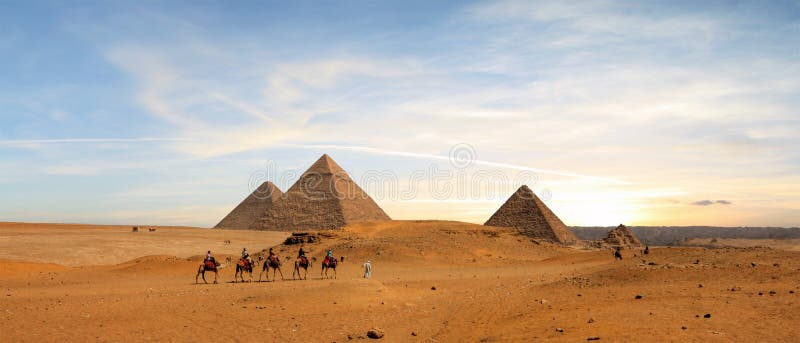 Magnificent View of the Pyramids of Giza in Cairo Stock Image - Image ...
