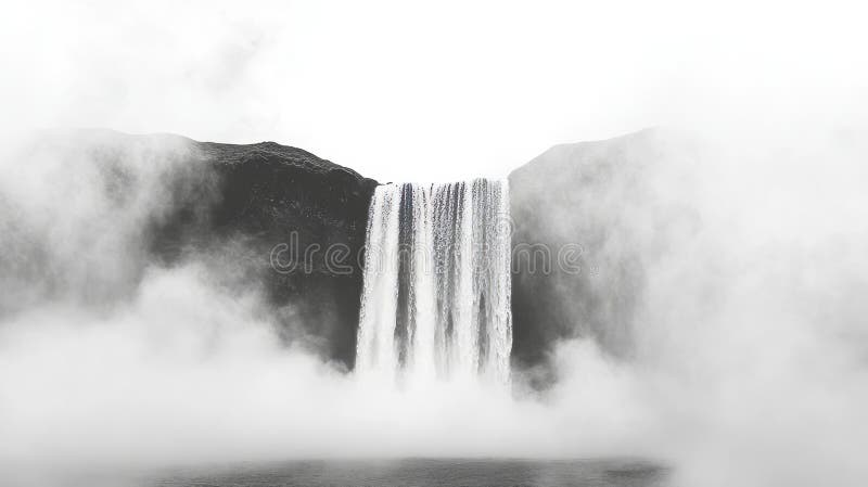 A Magnificent Waterfall Descends Over Rocks in a Serene Natural ...