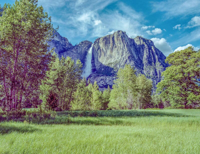 Magnificent Waterfall and Mountains Stock Image - Image of nature ...