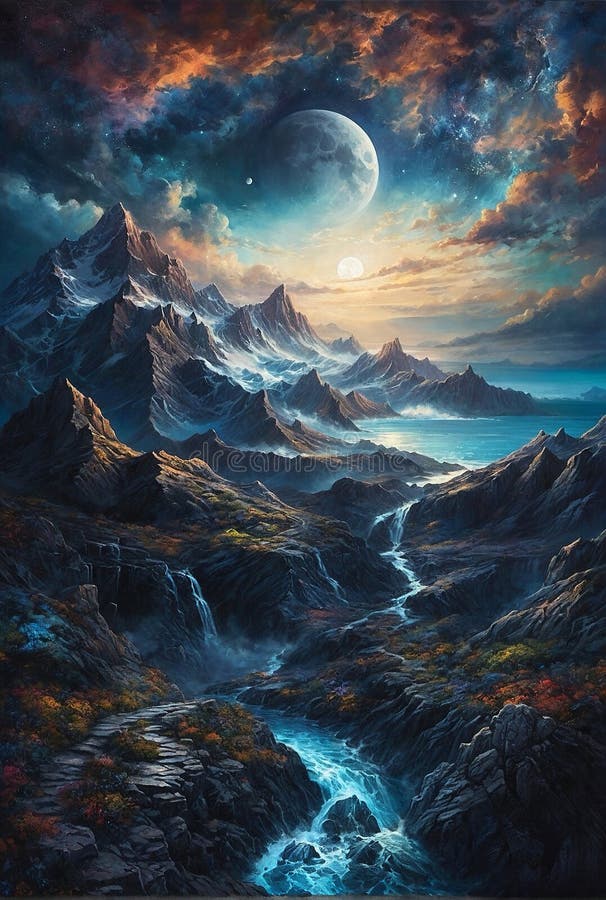 A Magnificently Detailed Scene of a Majestic Mountain Stock ...