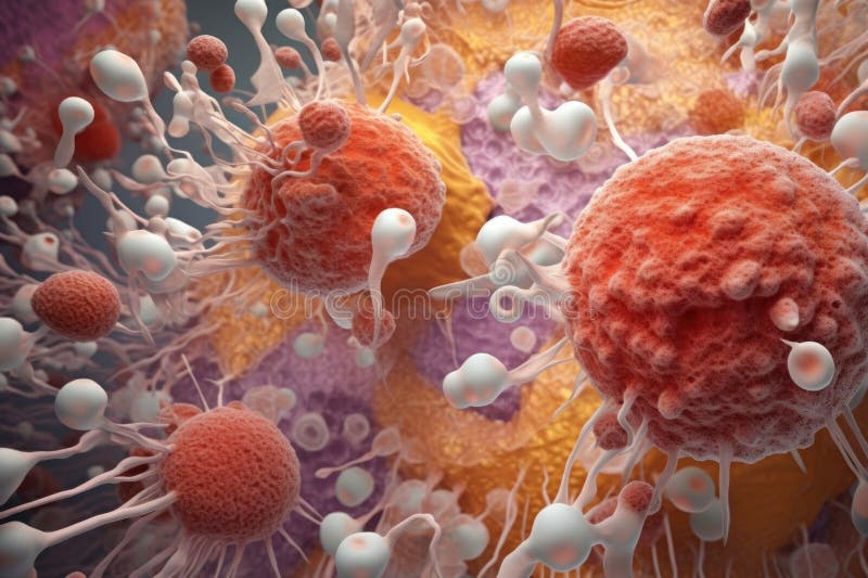 Magnified Battle between White Blood Cells and Pathogens Stock Photo ...