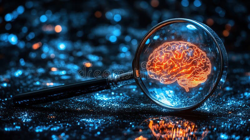 Magnified Brain, Deep Learning Concept, Abstract Background Stock Photo ...
