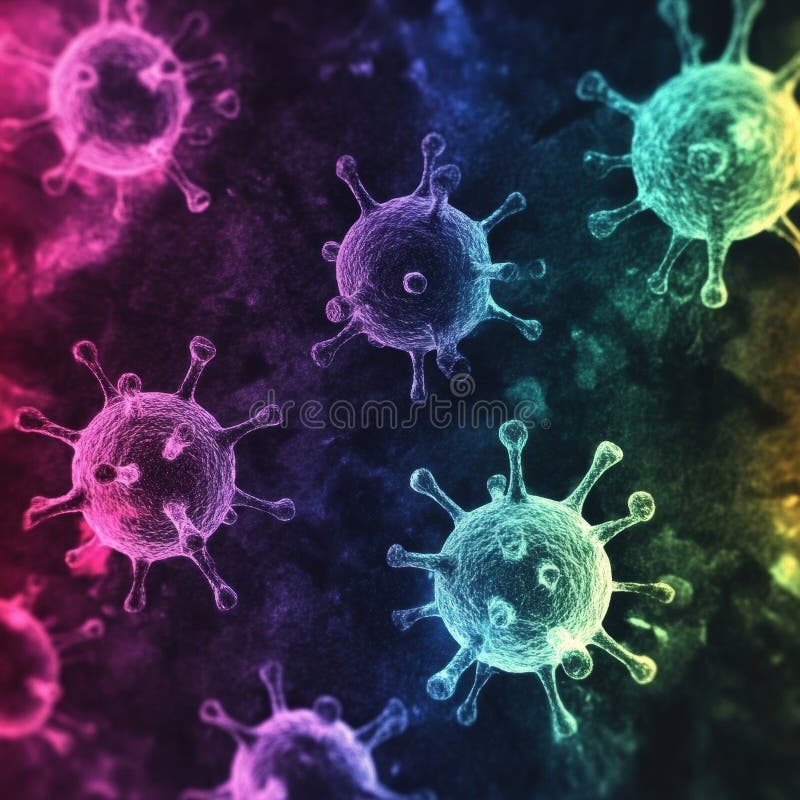 Magnified Colorful Depiction of Viruses Showcasing Intricate Structures ...