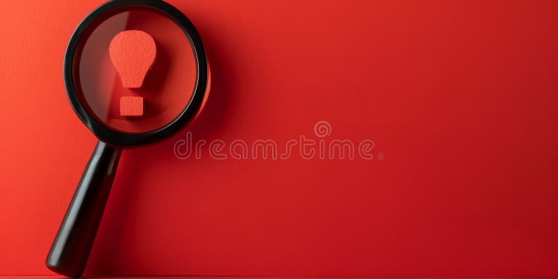 Magnified Exclamation Mark Bright Red Background Focus on Danger ...