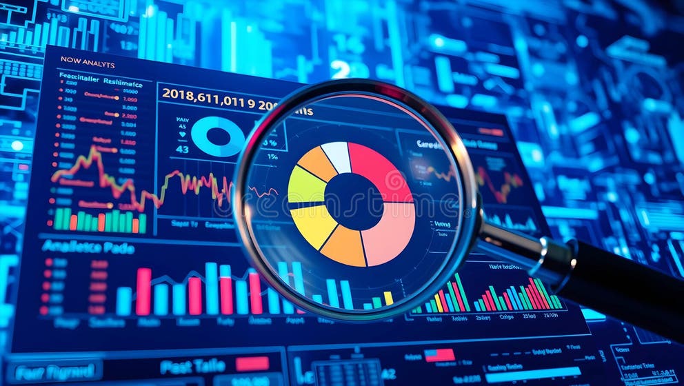 Magnified Financial Data Displaying Key Performance Indicators Stock ...