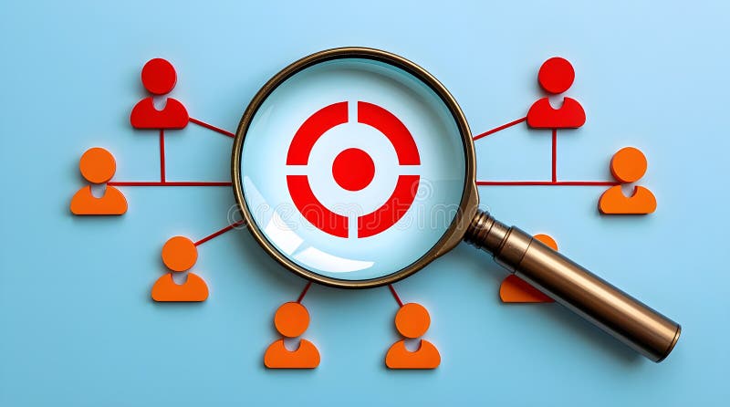 A Magnified Focus on Key Connections and Influencers Stock Illustration ...