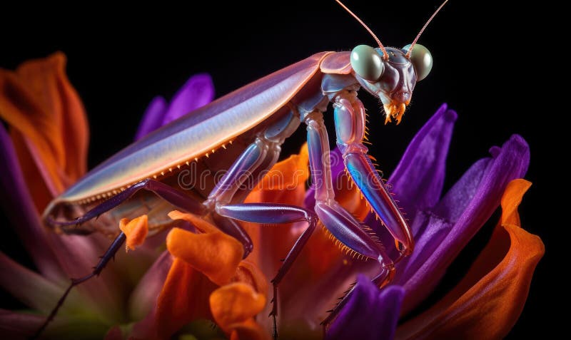 Magnified Image of Mesmerizing Praying Mantis Creating Using Generative AI Tools Stock ...