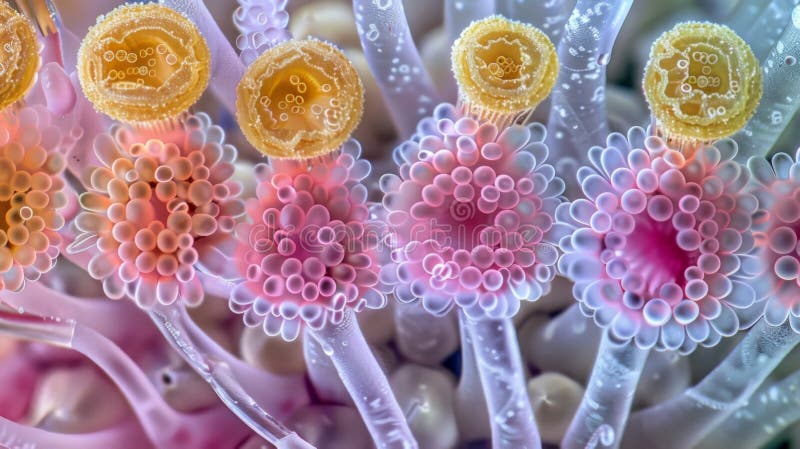 A Magnified Image of Pollen Tubes Growing from a Stigma Capturing the ...