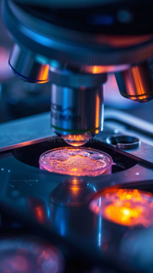 Magnified Image of a Single Stem Cell Highlighted with Neon Glows To ...