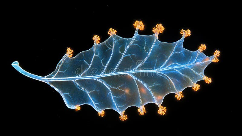 Translucent Leaf with Striking Orange Tips: a Microscopic Botanical ...