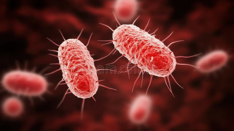 Magnified Microscopic View of a Vibrant Red Bacteria Colony in Petri ...