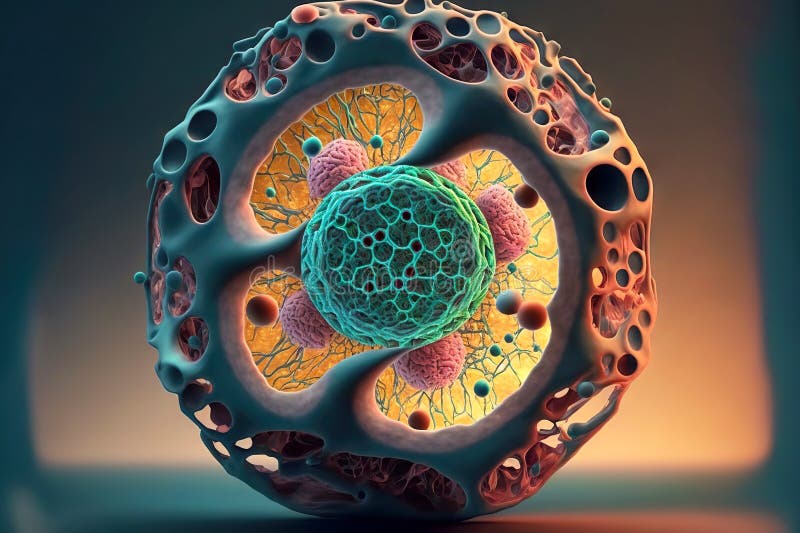 Magnified Model in Microscope Cell Division with Nucleus Stock ...