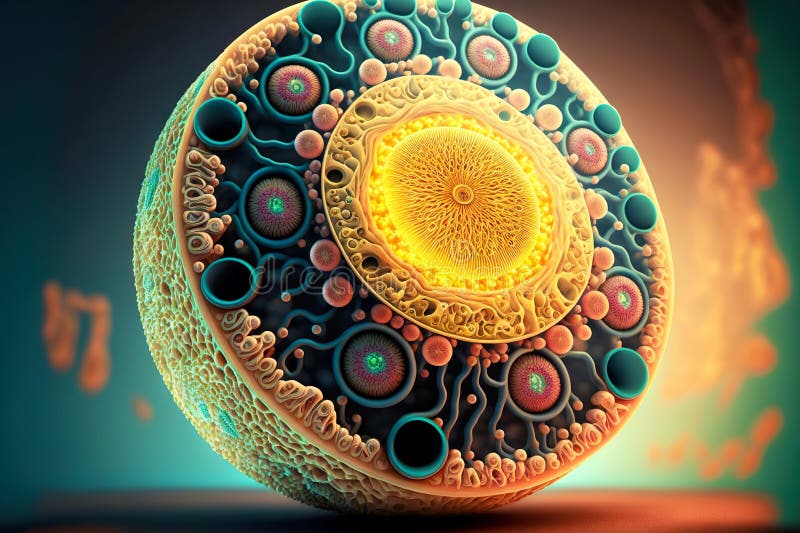 Magnified Model in Microscope Cell Division with Nucleus Stock ...