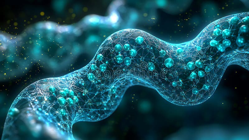 Magnified Strands of Glowing Probiotic Bacteria in Vibrant Environment ...