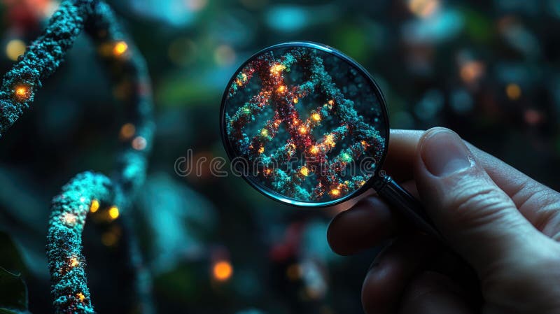 Magnified Structural View of Glowing Dna Helix in Ambient Light Stock ...