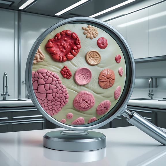 Magnified View of Cellular Structures: 3D Render of Diverse Cell Types ...