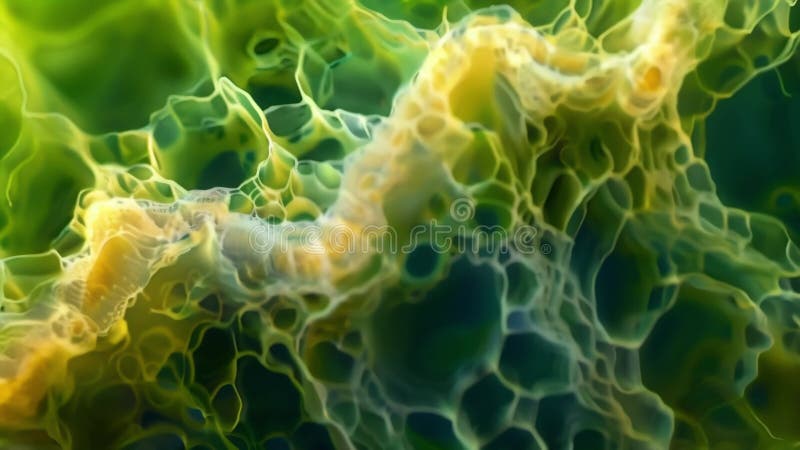 A Magnified View Of The Complex Cell Wall Of An Algae Made Up Of Layers Of Cellulose And Other