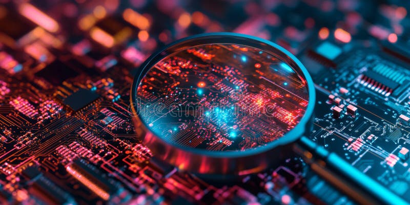 A Magnified View of a Computer Chip Stock Illustration - Illustration ...