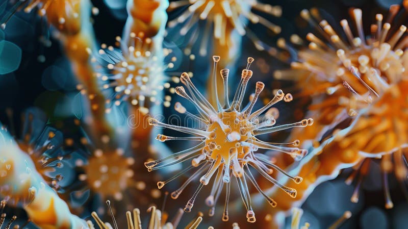 Magnified View of Elongated Virus Rods Under Microscope Showcasing ...