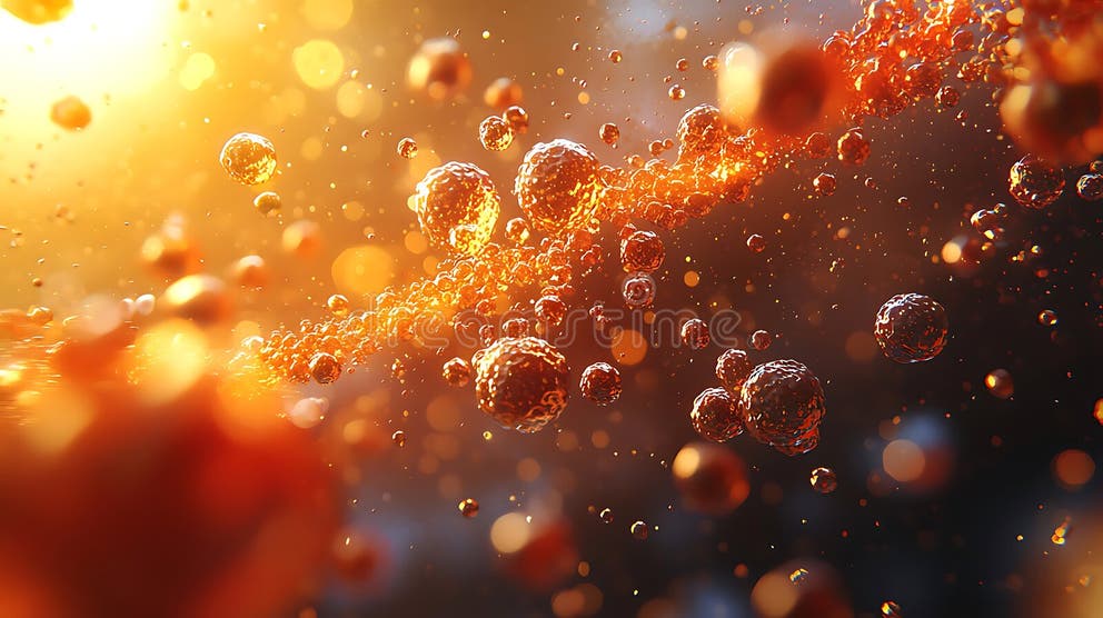 Magnified View of Enzymes Breaking Down Polymer Chains in Liquid Stock ...